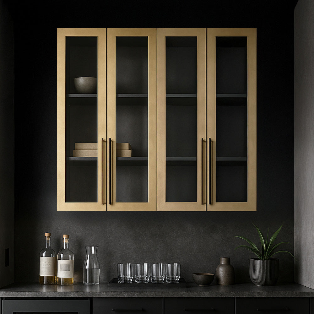 Glass Panel Metal Cabinet Doors | Custom Copper & Brass – Traditional ...